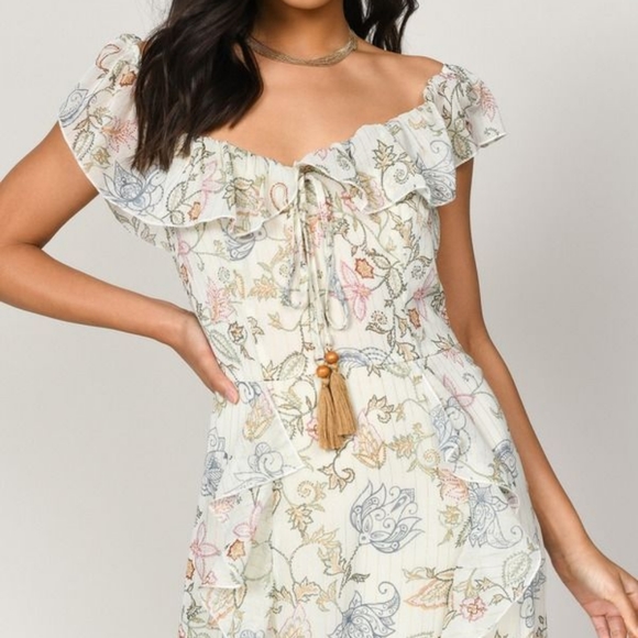 Tobi | Dresses | Nwt Tobi Dresses Tobi Layna Ivory Multi Off Shoulder ...